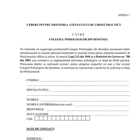 Cerere Tip Obtinere Atestat De Libera Practica Pdf DocDroid