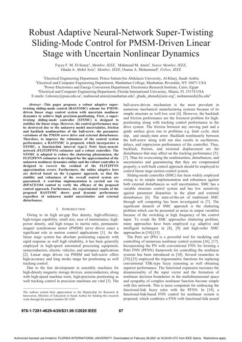 pdf robust adaptive neural network super twisting sliding mode control for pmsm driven linear