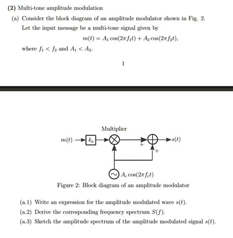 solved a consider the block diagram of an amplitude modulator shown in fig 2 let the input