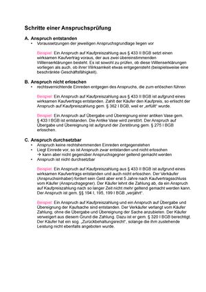 BGB Allgemeiner Teil Zusammenfassung Teil 1 Prüfungsgrundlagen BGB