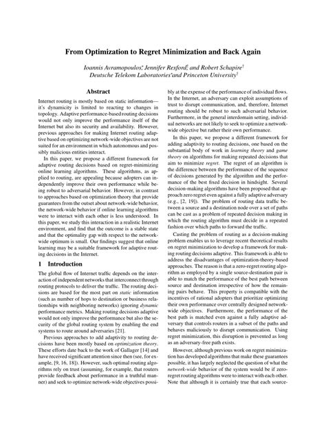 pdf from optimization to regret minimization and back again