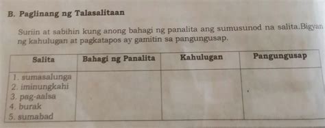 B Paglinang Ng Talasalitaan Suruin At Sabihin Kung Anong Bahagi Ng