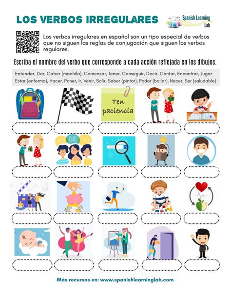 Los Verbos Irregulares En Espa Ol Ejercicios En Pdf Spanish