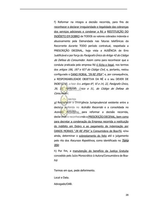 Recurso Especial Para O STJ Consumidor Empresa De Telefonia Fixa