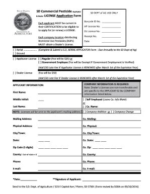 Fillable Online Sdda Sd Commercial Pesticide Applicator And Dealer