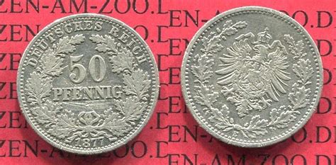 Kaiserreich 50 Pfennig Silber 1877 E J 8 schön bis sehr schön vf MA