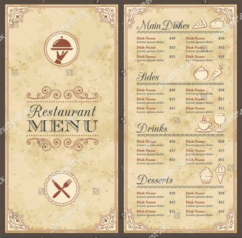 Printable Blank Menu Templates Restaurant