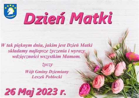 Życzenia z okazji Dnia Matki Gmina Dziemiany
