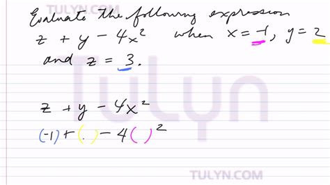 evaluating expressions by substitution of variables using order of operations youtube