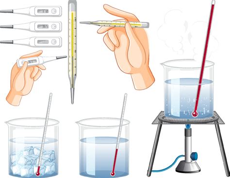 experimento científico de la temperatura del agua 8137769 Vector en