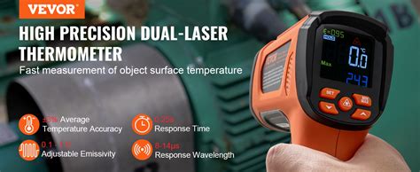 VEVOR Thermomètre Infrarouge Double Laser 50 1 Pistolet de Température