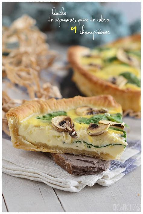 Quiche de espinacas queso de cabra y champiñones Tarta salada