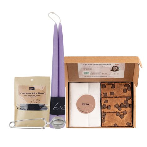 Brievenbuscadeau Zonnig Cadeautje Brownies Verse Thee Kaarsen