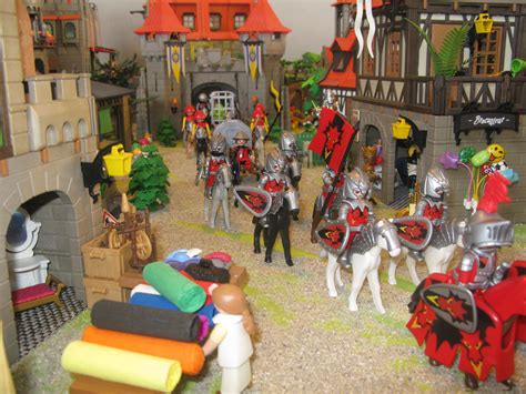 Diorama Playmobil scène village moyen age médiéval chateau fort