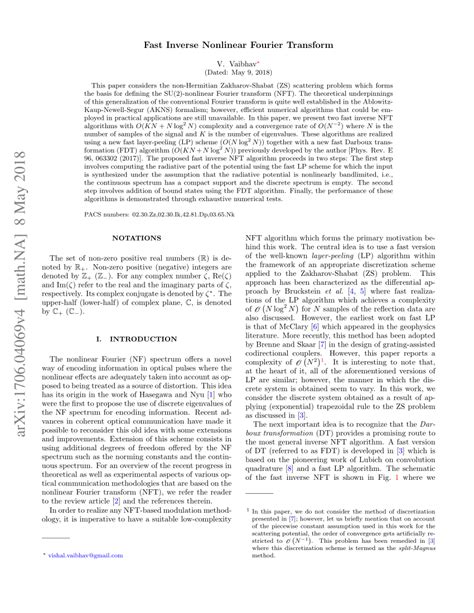pdf fast inverse nonlinear fourier transform