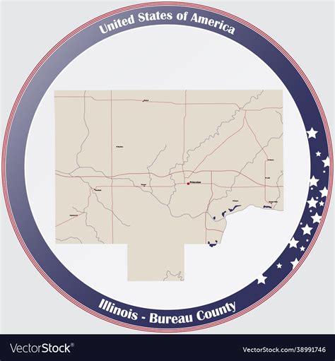 Map Bureau County In Illinois Royalty Free Vector Image