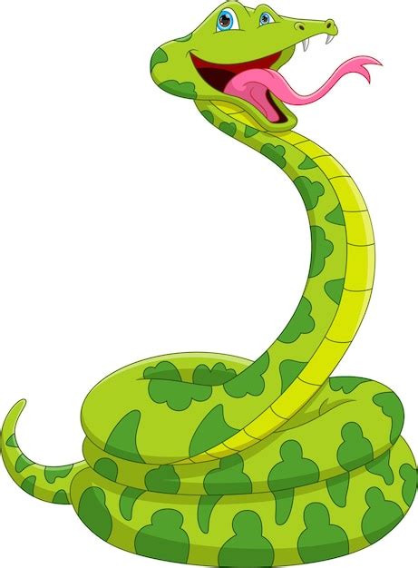 Cobra Bonito Dos Desenhos Animados No Fundo Branco Vetor Premium