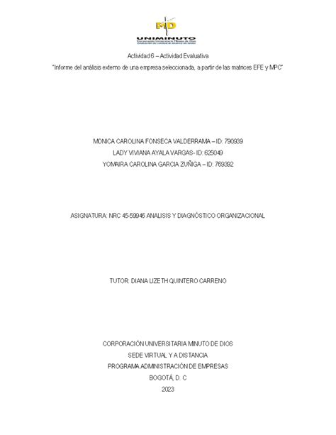 Actividad Informe Del An Lisis Externo De Una Empresa Seleccionada A