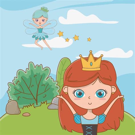 Princesa Y Hada Del Cuento De Hadas Vector Gratis