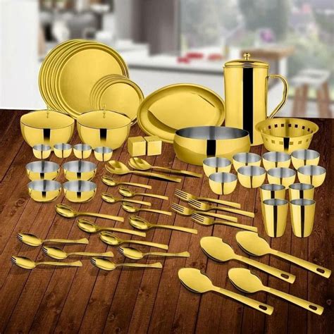Stainless Steel Pvd Gold Dinner Set For Home At Rs Set In