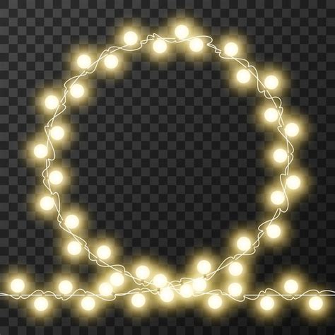 Marco de círculo de luces de navidad aislado sobre fondo transparente