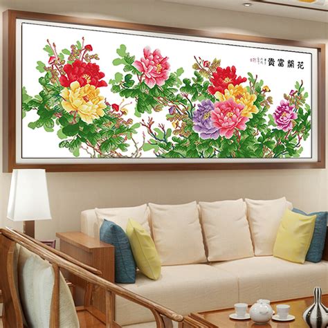 六尺牡丹十字绣 2023新款客厅绣字牡丹花植物花卉富贵牡丹花开图 虎窝淘