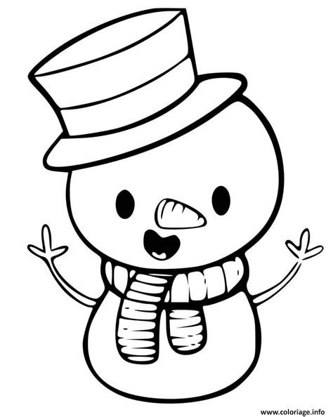 Coloriage Bonhomme De Neige Noel Adorable Mignon Dessin Noel à imprimer