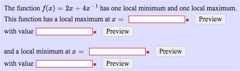 solved the function f x 2x 4x 1 has one local minimum
