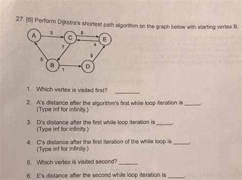 solved 27 [6 perform dijkstra s shortest path algorithm