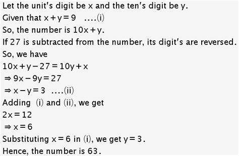 a number consist of two digits whose sum is 9 if 27 is subtracted from the number its digits