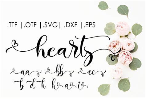 Hearts Swirly Font Swash Font Wedding Font Heart Connected Instant