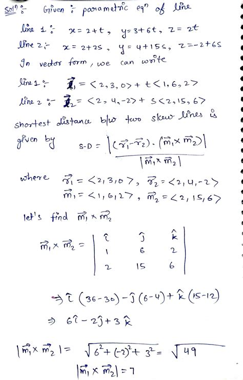 [solved] find the distance between the skew lines with parametric equations course hero