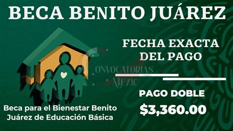 3 360 Pesos Beca Benito Juárez Fecha exacta para recibir el PAGO