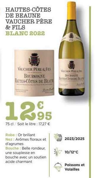 Promo Haute côtes De Beaune Vaucher Père Fils Blanc 2022 chez Bi1