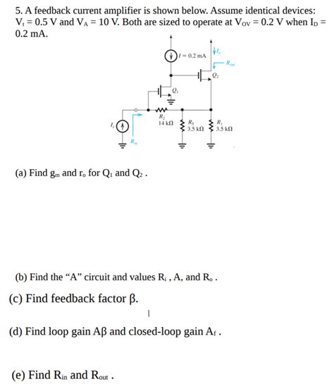 Solved A Feedback Current Amplifier Is Shown Below Assume Chegg