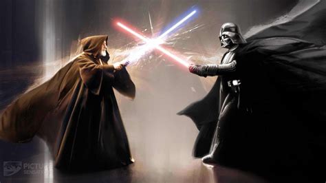 Darth Vader Obi Wan Kenobi Lightsaber Duel Wall Canvas Art Picture
