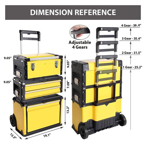 BIG RED Stackable Rolling Tool Box Portable Metal Toolbox Organizer