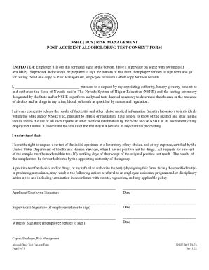 Fillable Online NSHE BCS TS 76 POST ACCIDENT ALCOHOL DRUG TESTING