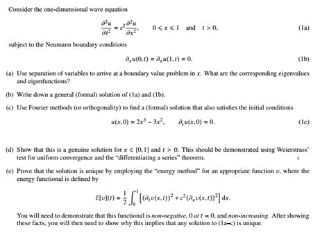 solved consider the one dimensional wave equation