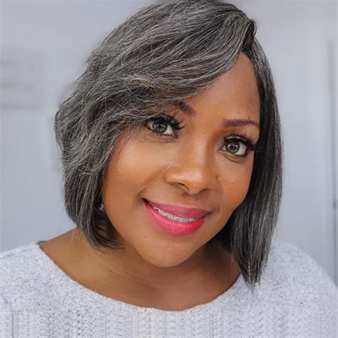 Stylish Black And Grey Bob Wig With Bangs