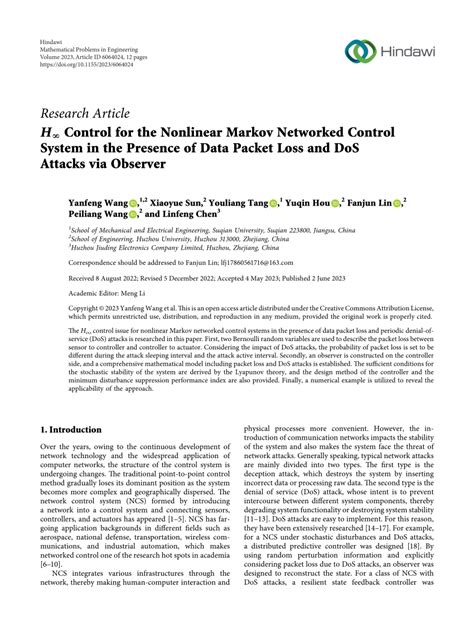 pdf h∞ control for the nonlinear markov networked control system in the presence of data