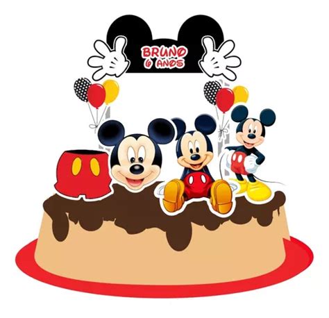Topo De Bolo Topper De Bolo Personalizado Mickey Mouse Parcelamento