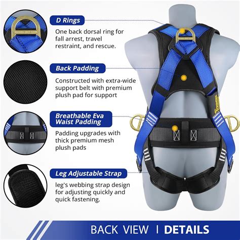 TRSMIMA Safety Harness Fall Protection Roofing Harness Kit Men Full