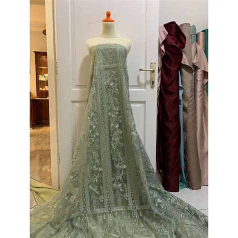 Jual Bahan Kain Kebaya Brukat Brokat Organza Bordir Mewah Motif Etnik
