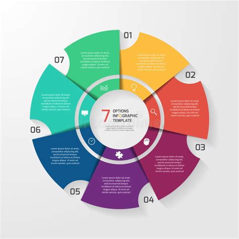 Infographic Circle Process Chart Vector Diagram With 7 Options Stock