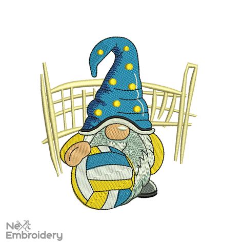 Volleyball Gnome Embroidery Design NextEmbroidery