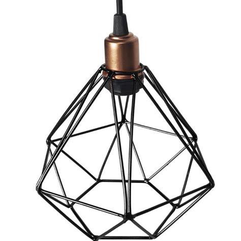 Pendente Diamante Lustre Luminária de Teto Retrô Preto soquete rose