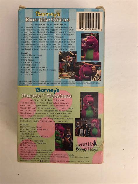 Barneys Exercise Circus Parade Of Numbers VHS 1996 2 Tape Set RARE