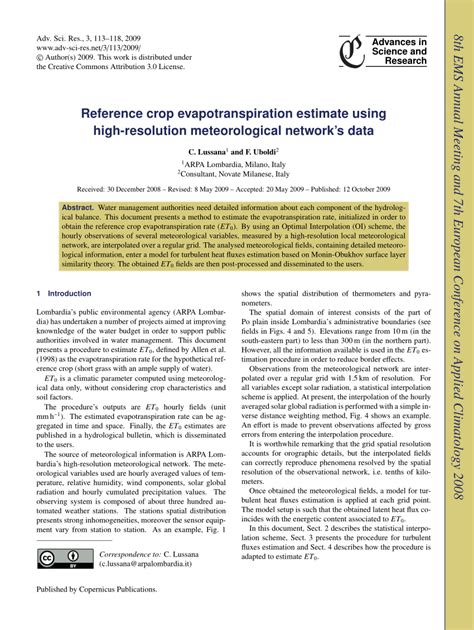 pdf reference crop evapotranspiration estimate using high resolution meteorological network s data
