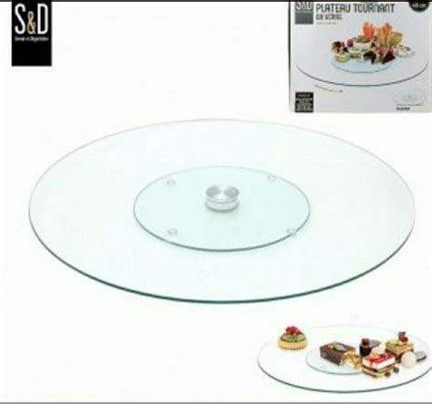 Plateau Tournant 45 Cm En Verre Elegant Pour Patisserie Et Cuisine